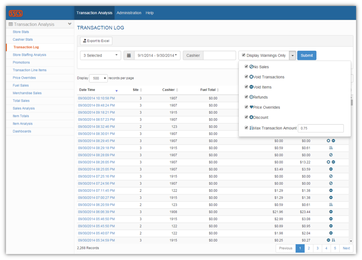 Transaction Log – SSCS